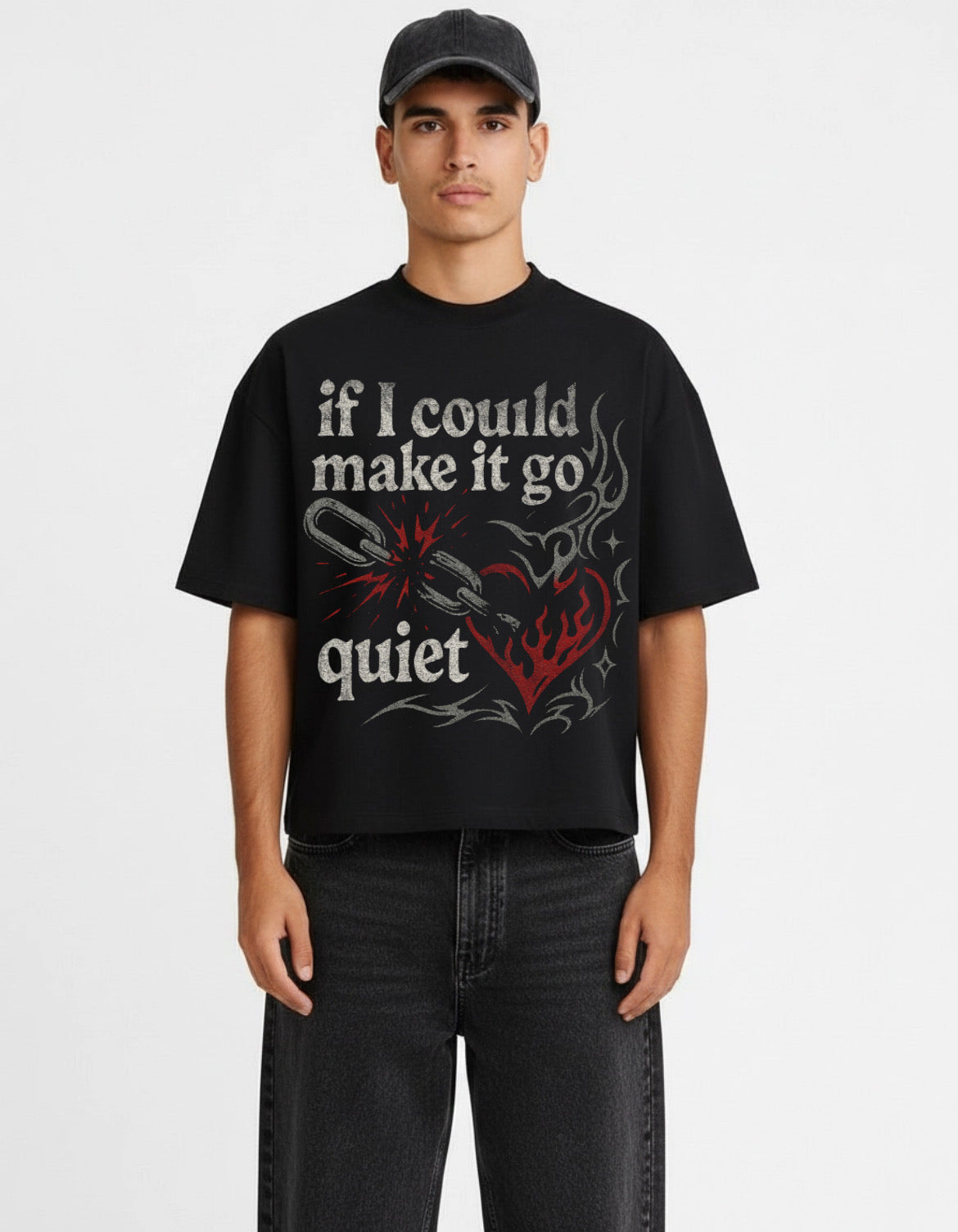 If I Could Go Make It Quiet Black Boxy Tee – Nova Bliss
